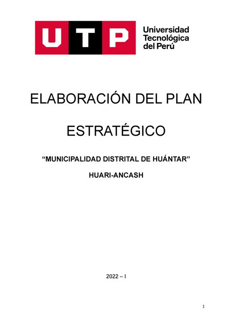 AC S15 Tarea Elaboración del plan estratégico ELABORACIÓN DEL PLAN