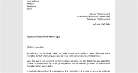 Lettre De Motivation Formation Dut Informatique Mod Les Word