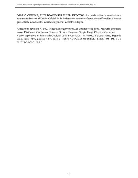 DIARIO OFICIAL PUBLICACIONES EN EL EFECTOS La