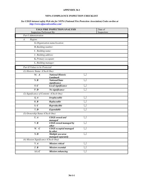 NFPA Compliance Inspection Checklist DocsLib