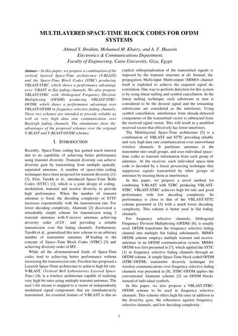 pdf multilayered space time block codes for ofdm systems