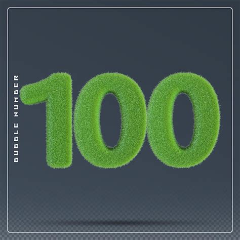 Premium PSD 100 Number Grass Green 3d Render