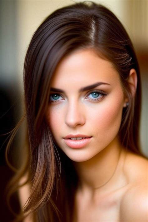 Brunette Teenage Girl With Blue Eyes