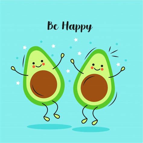 Premium Vector Cute Avocados Cartoons Characters Avocado Cartoon