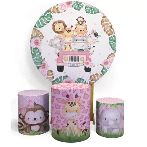 Kit Decorativo Painel Redondo C Elástico Trio Capa Cilindro Veste
