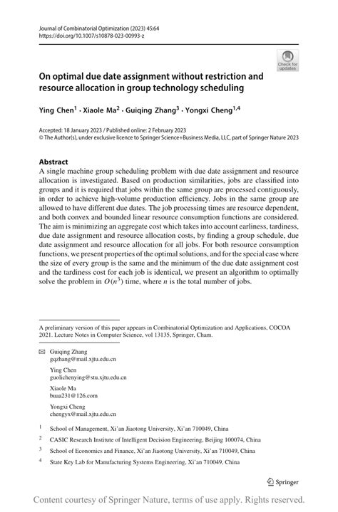 on optimal due date assignment without restriction and resource allocation in group technology