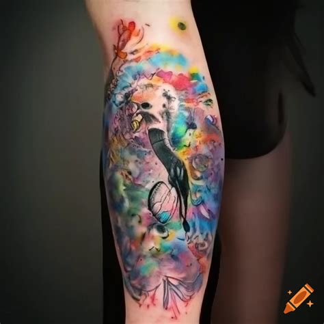 Colorful Half Sleeve Tattoo With Evolution Theme On Craiyon