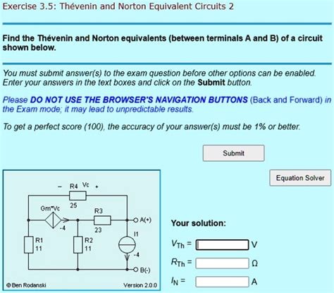 SOLVED Please Solve The Thevenin And Norton Equivalent Between
