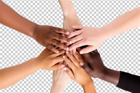 Premium PSD Different Ethnicity Hands Teamwork Isolated On