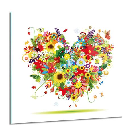 ArtprintCave Obraz Na Szkle Serce Kwiaty Motyl 60x60 Cm