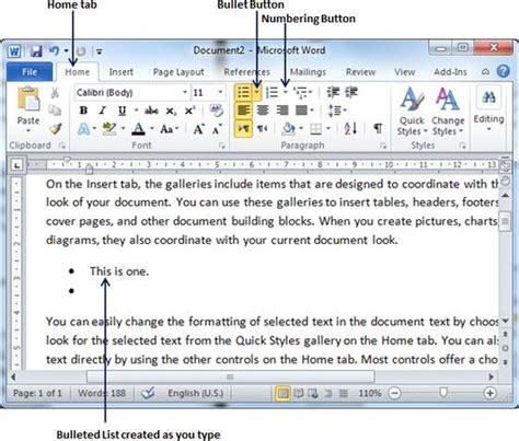 Using Bullet Points In Word