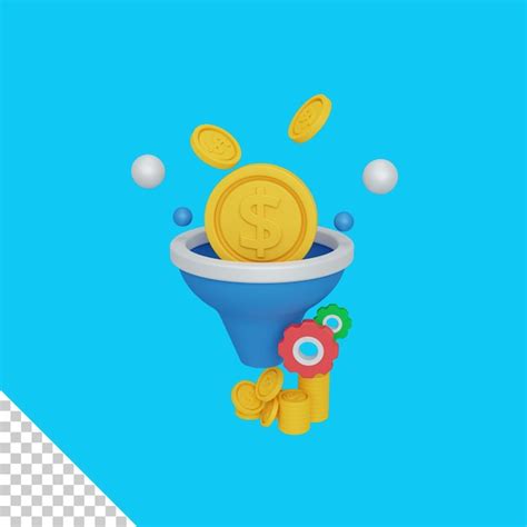Funil de vendas de renderização 3d isolado útil para ilustração de