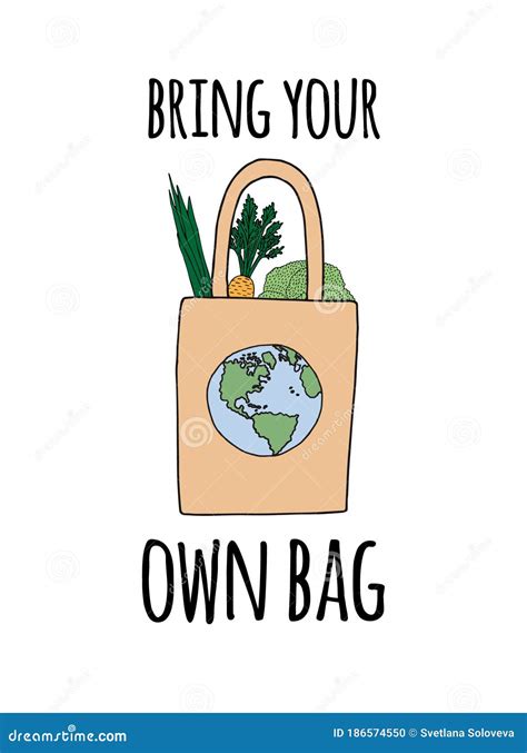 Vector Eco Bag And Bring Your Own Bag Lettering Stock Illustration