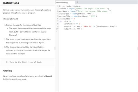 solved write a script named numberlines py this script