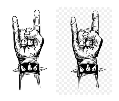 Premium Vector Rock And Roll Hand Gesture Sign Black Ink Sketch