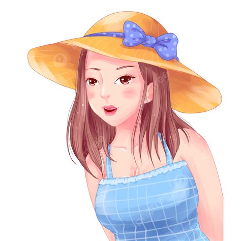 手繪夏天去度假的女孩 卡通 手繪 夏天素材圖案PSD和PNG圖片免費下載