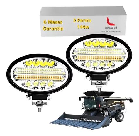Farol Milha Oval Led W Strobo Dual Collor Trator Valmet Frete Gr Tis