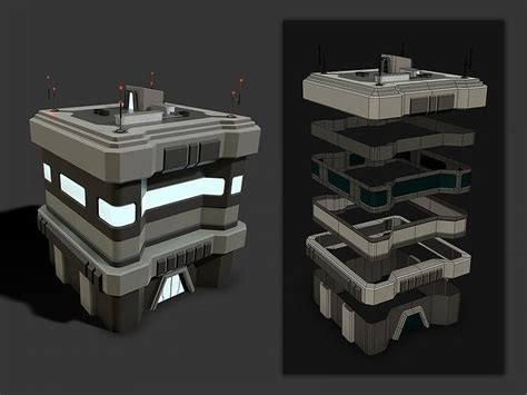 3D Model Lowpoly Modular Scifi Building VR AR Low Poly CGTrader