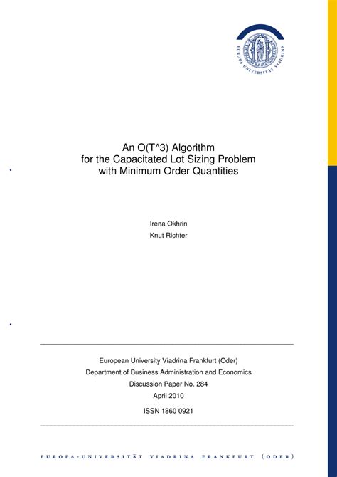 pdf an o t3 algorithm for the capacitated lot sizing problem with