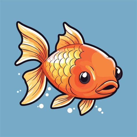 Lindo pez dorado de dibujos animados nadando en el mar ilustración