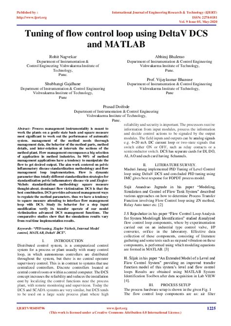 pdf ijert tuning of flow control loop using deltav dcs and matlab ijert journal