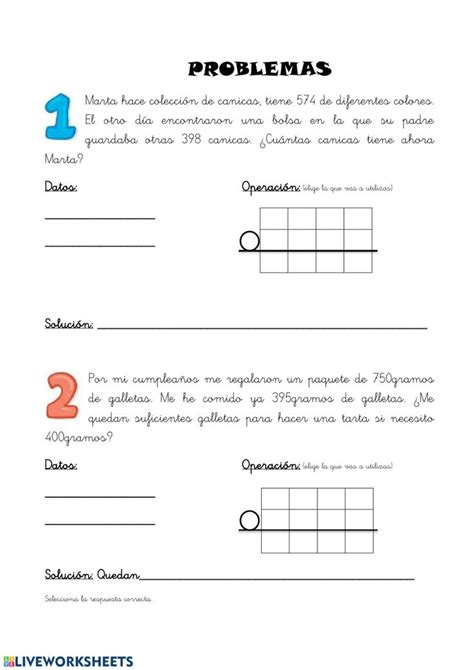 Problemas Suma Y Resta Ficha Interactiva Suma Y Resta Material