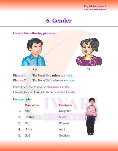 Class English Grammar Chapter Gender He Words And She