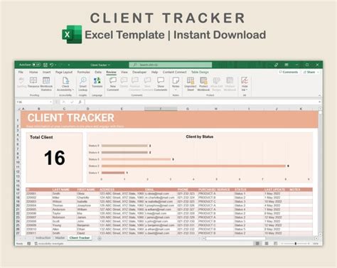 Business Client Tracker For Excel Client Info Sheet Customer Etsy