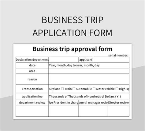 Business Trip Application Form Excel Template And Google Sheets File