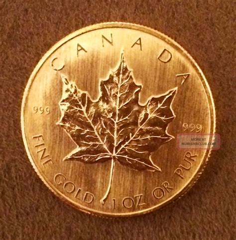 1980 1 Oz Canadian Maple Leaf Pure Gold Bullion Coin 24 Kt 9999 Pure