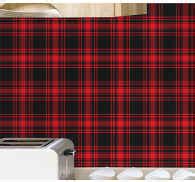 Menzies tartan svart röd rutmönster kök tapeter Tenstickers