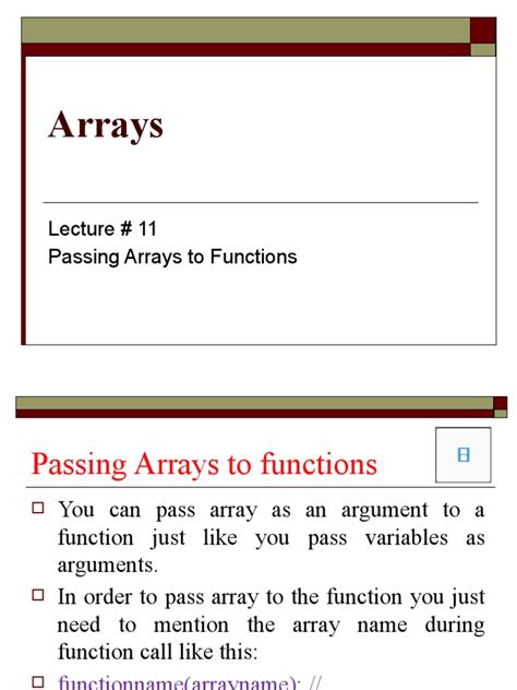 lec 13 passing array to functions pdf parameter computer programming namespace