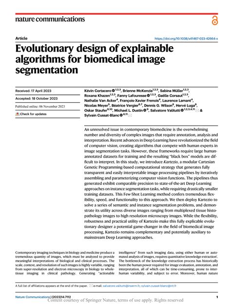 pdf evolutionary design of explainable algorithms for biomedical image segmentation