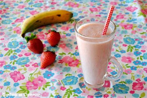 Batido de fresa y plátano Receta fácil Todos a comer