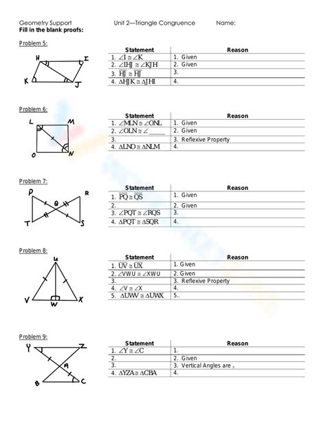 Free Printable Triangle Congruence Proofs Worksheets Worksheets Library