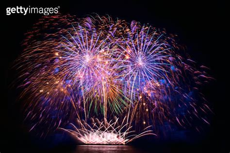 Colourful Firework Display Set For Celebration Happy New Year And Merry