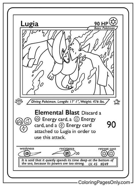 Dibujo De Tarjeta Lugia Para Colorear Dibujos Para Colorear Imprimir