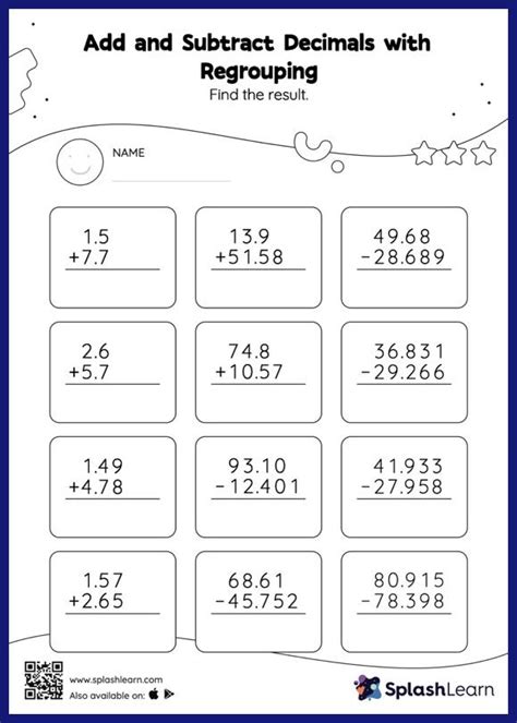 Adding And Subtracting Decimal Worksheets