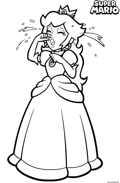 Coloriage Princesse Peach Pleure Super Mario Bros Dessin Mario à imprimer