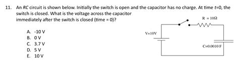 Solved An RC Circuit Is Shown Below Initially The Switch Is Chegg