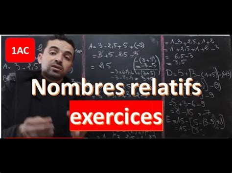 Maths Biof 1ère Année Collège exercice sur les nombres relatifs الدرس