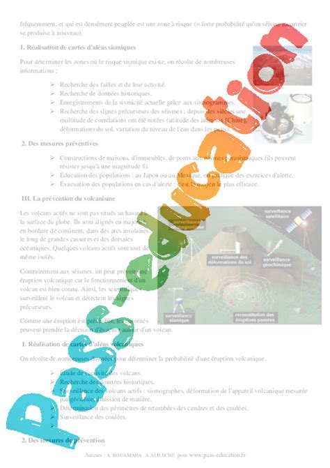 Prévention des risques géologiques 4ème Cours Géologie SVT