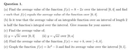 solved question 1 a find the average value of the