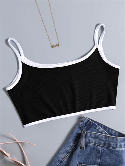 Contrast Binding Crop Cami Top SHEIN USA