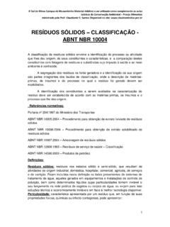 RESÍDUOS SÓLIDOS CLASSIFICAÇÃO ABNT NBR 10004 res 205 duos s 211