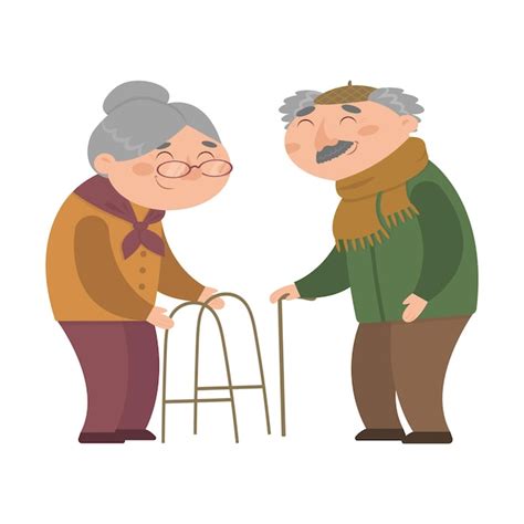 Personajes De Pareja De Abuelos Vectoriales Abuelo Y Abuela De Dibujos