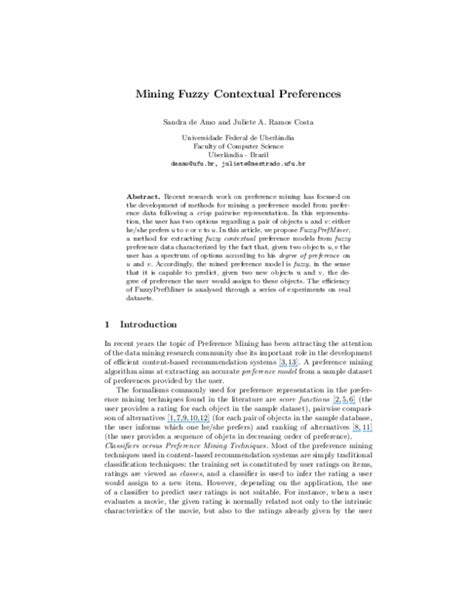 pdf mining fuzzy contextual preferences sandra amo