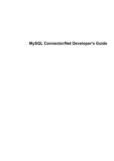 mysql connector net developer s guide