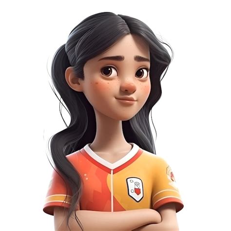 Renderização 3d de uma linda garota de desenho animado isolada no fundo