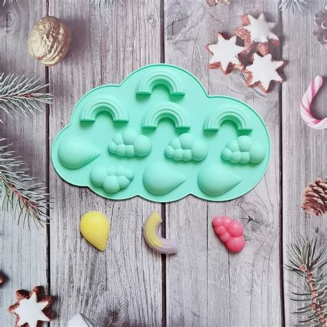 Moules G Teaux En Silicone Gouttes De Pluie Nuages Arc En Ciel Style